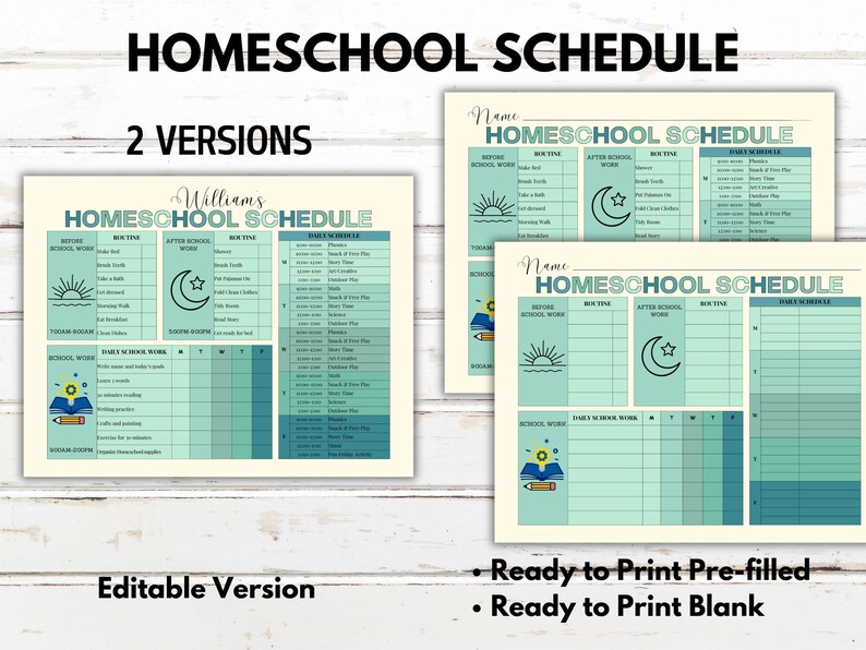 Kids Homeschool Schedule, Kids Homeschool Planner, Homeschool Daily ...