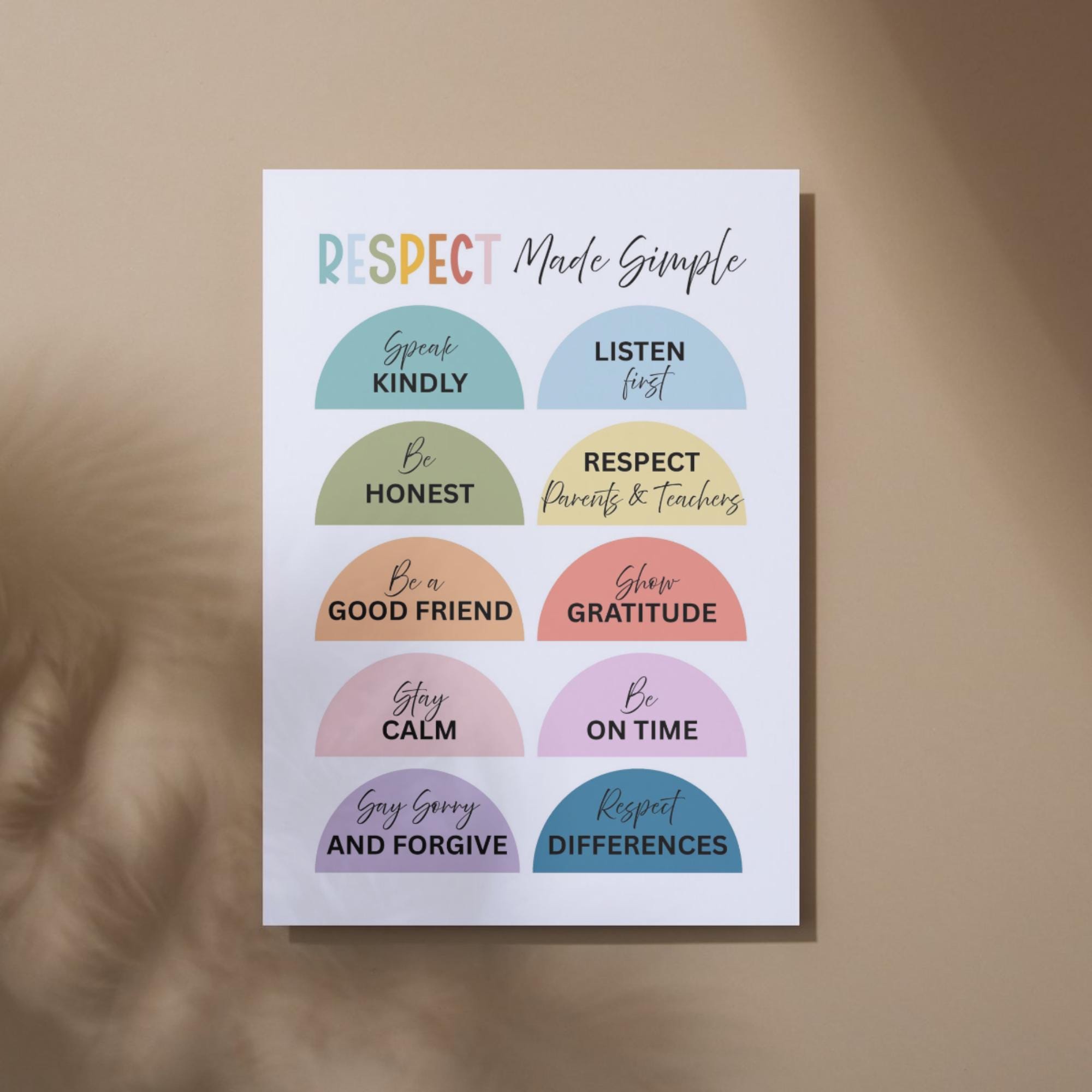 Printable Respect Poster, Behavior Poster, Discipline Poster, Respect ...