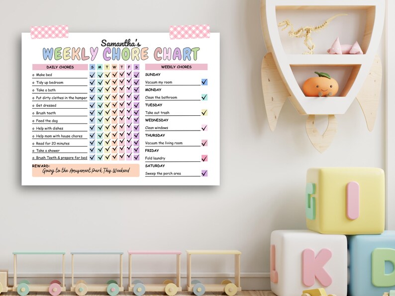 Editable Kids Weekly Chore Chart, Chore Checklist for Kids, Chores ...