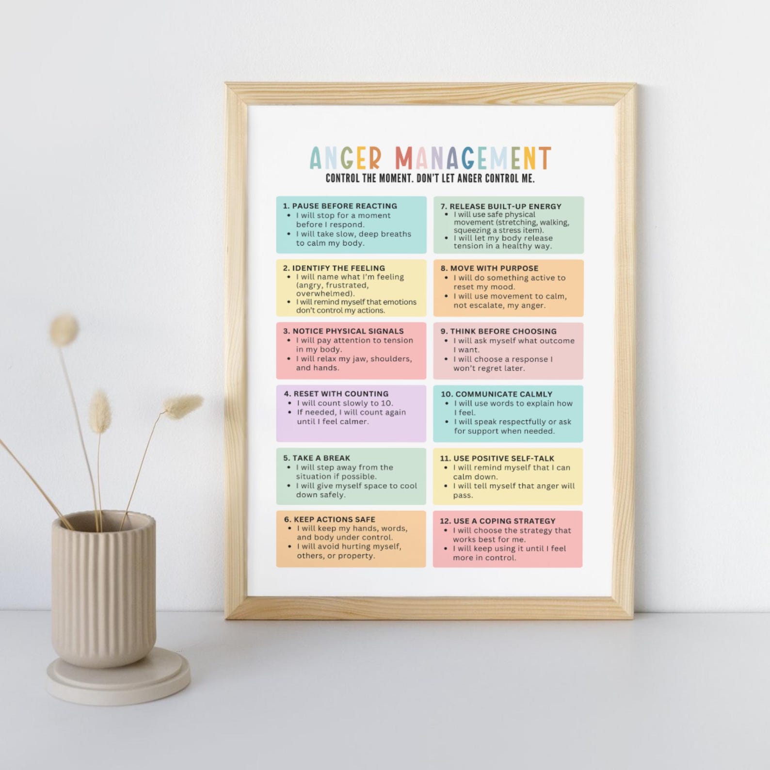 Editable Anger Management Chart for Kids, Emotional Regulation Chart ...