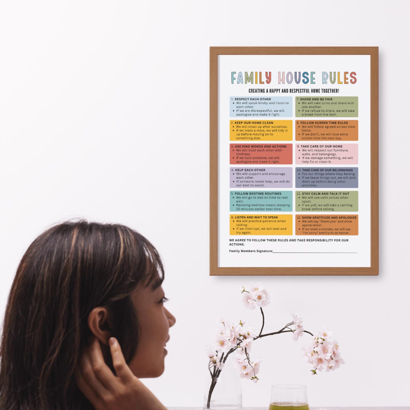 Editable Family House Rules Chart, Household Agreement, Family Values ...