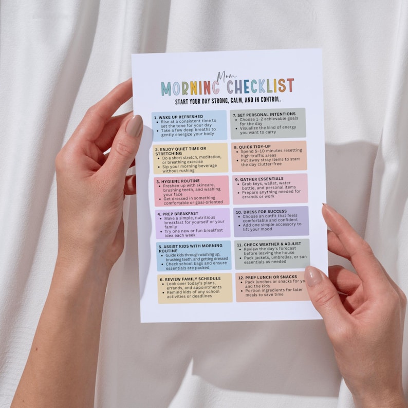 Editable Mom Daily Checklist, Mom Routine Planner, Morning and Evening ...