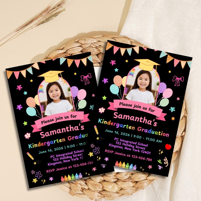 Kindergarten Graduation Invitation, Pre-k Graduation Ceremony Invite ...