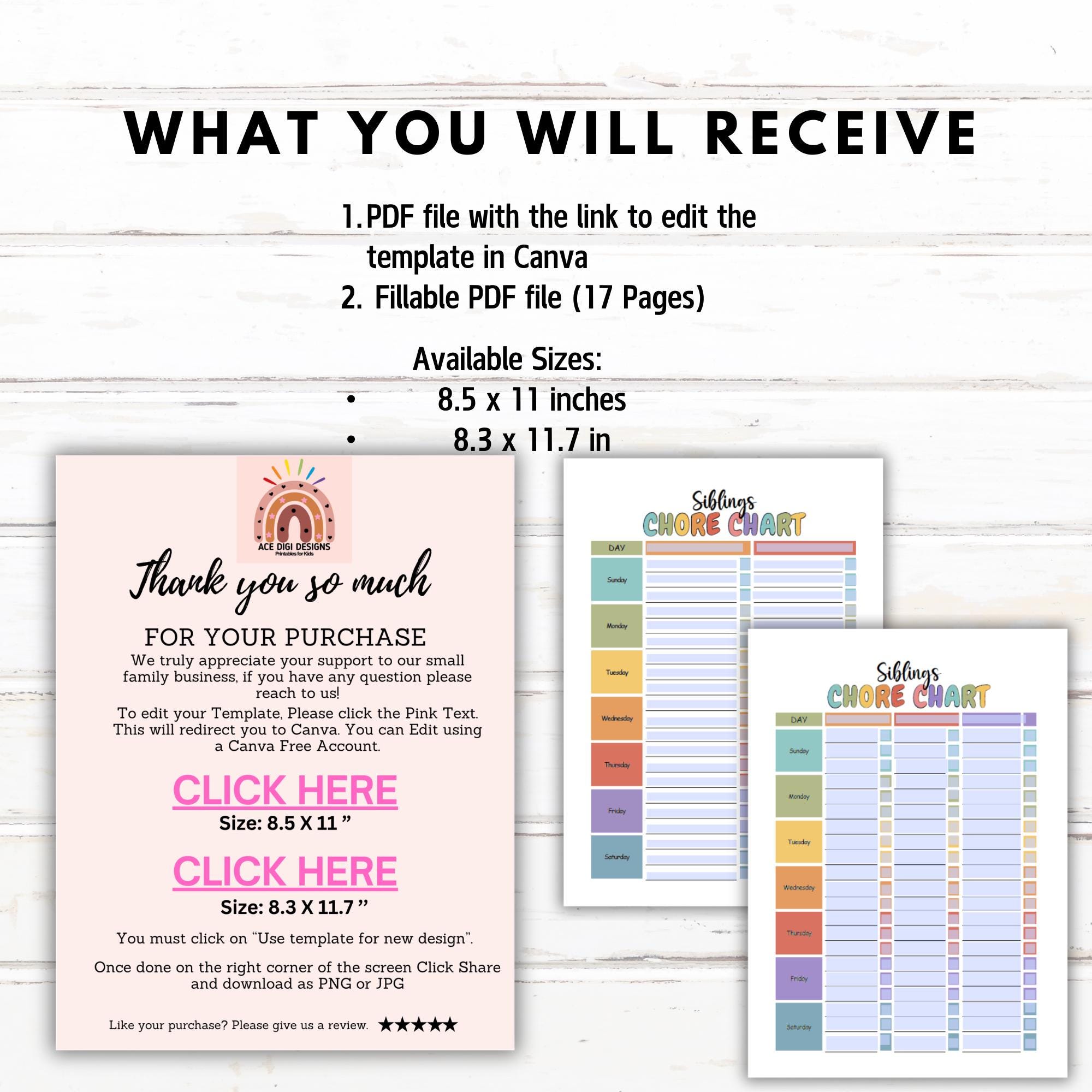 Editable Kids Chore Chart Bundle, Kids Daily Checklist, Kids ...