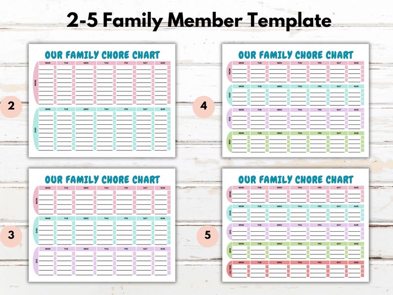 Editable Family Chore Chart, Family Responsibility Chart, Family ...