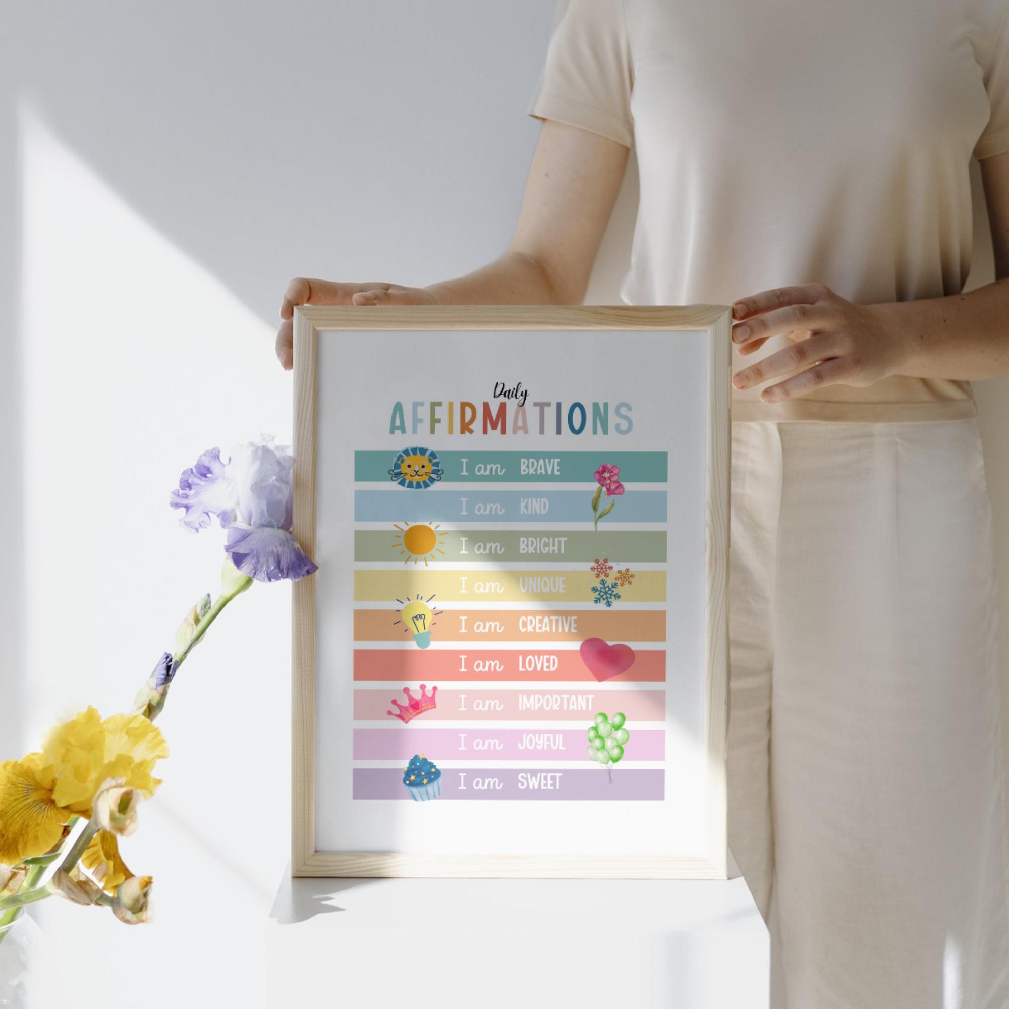Kids Daily Affirmation Poster, Positive Affirmations Wall Art ...