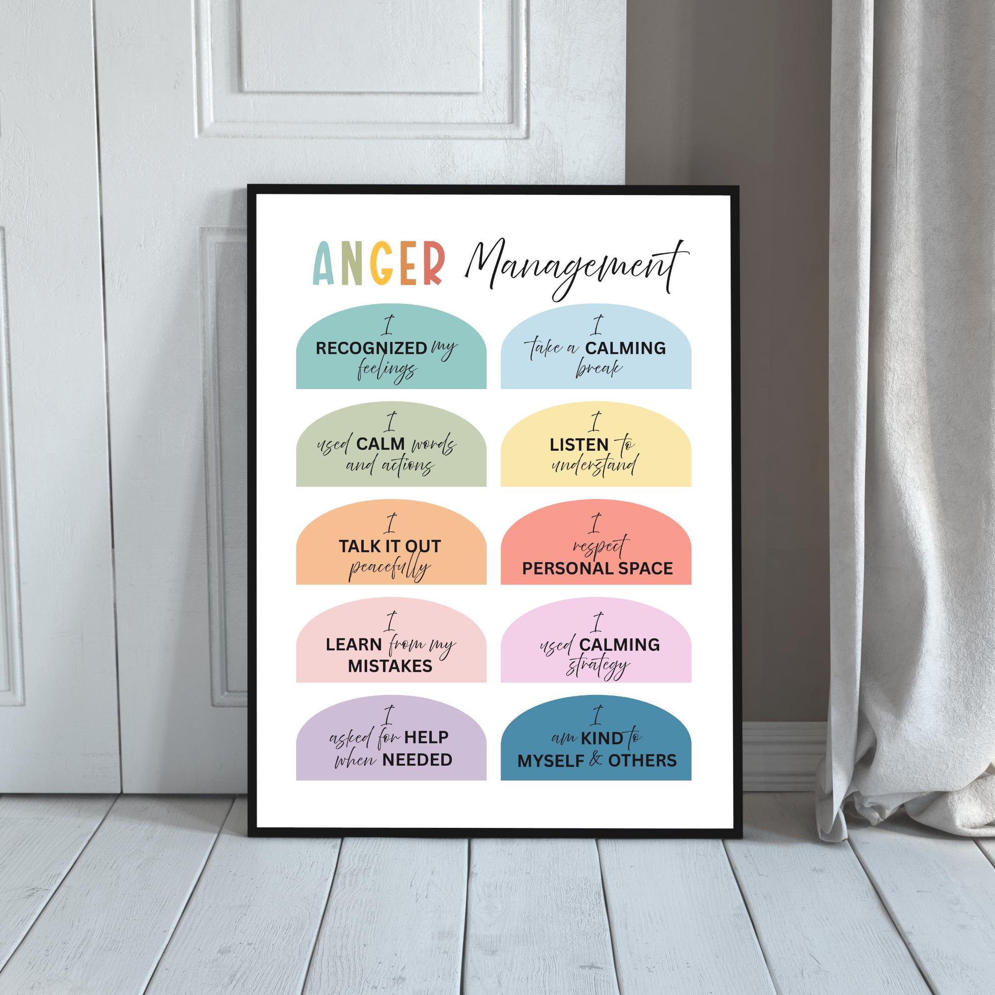 Printable Anger Management Poster for Kids, Homeschool Decoration ...