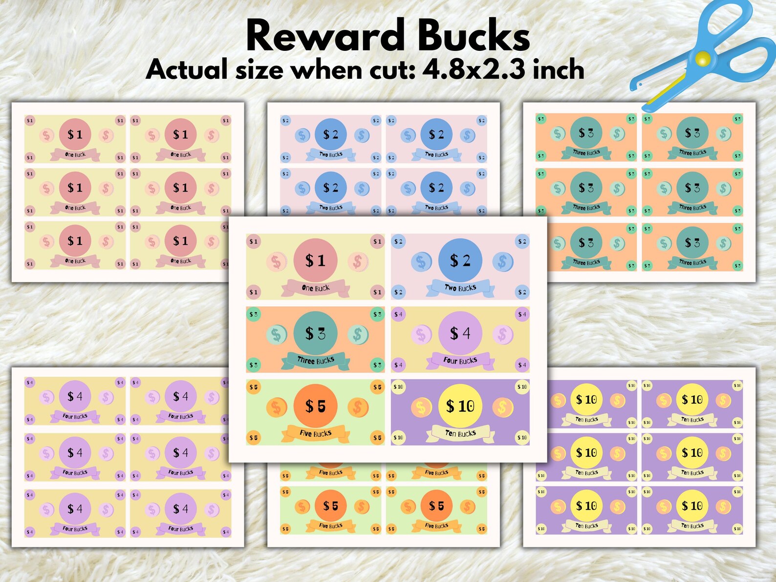 Editable Kids Reward Bucks Chore Chart: Printable Incentive System ...
