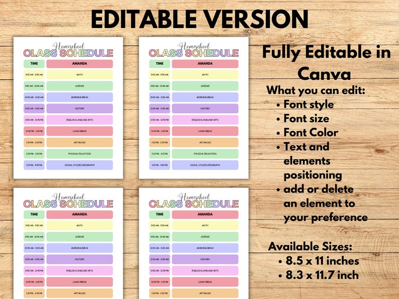 Editable Homeschool Schedule for Multiple Kids, Homeschool Checklist ...
