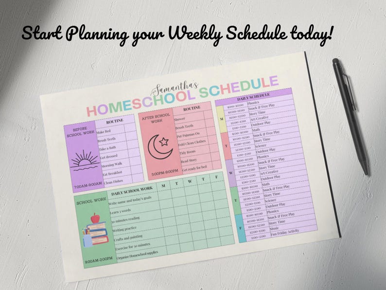 Homeschool Schedule, Homeschool Planner for Kids, Homeschool Checklist ...