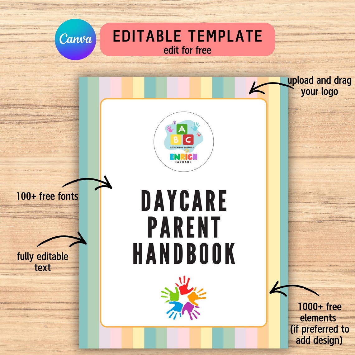 Editable Daycare Parent Handbook Template, Childcare Policies ...