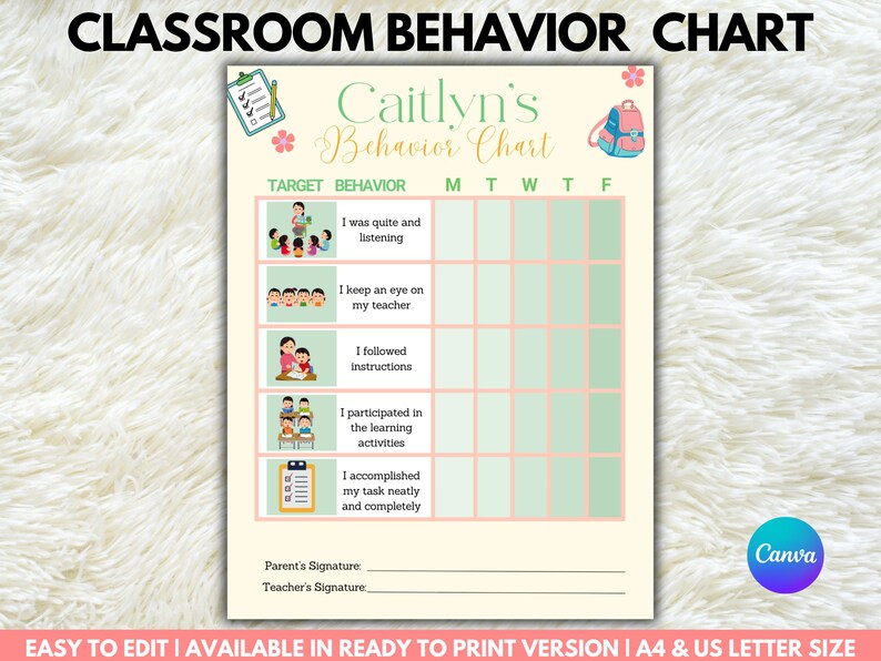 Visual Behavior Chart, Homeschool Behavior Chart for Kids, Kids ...