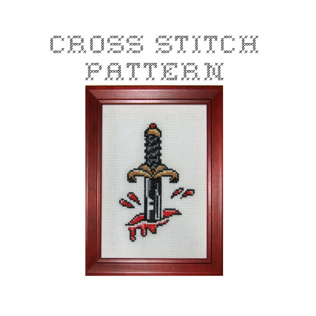 DIY Dagger Tattoo Flash - .pdf Original Cross Stitch Pattern - Instant ...