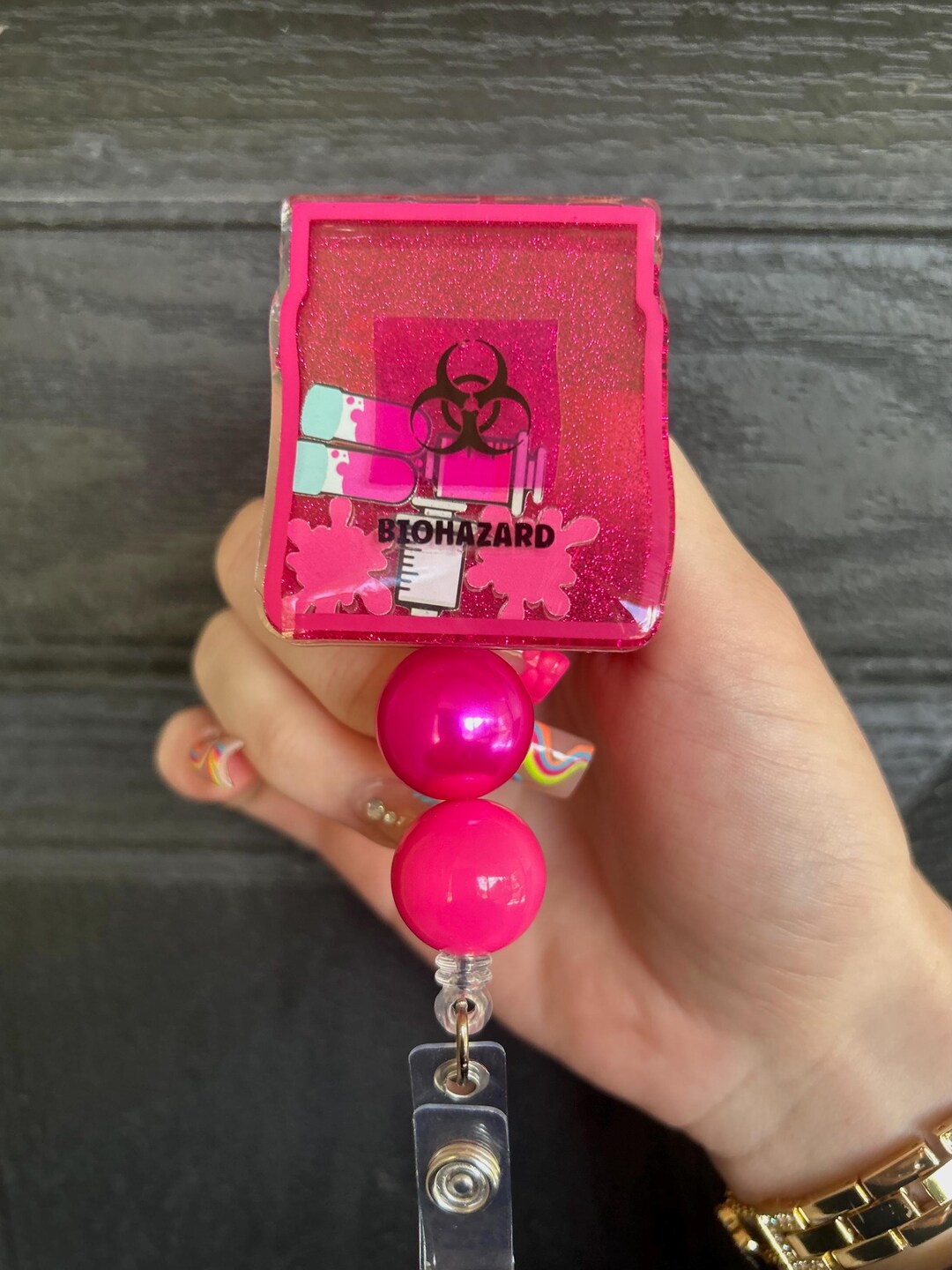 Biohazard Bag Badge Reel Shaker Acrylic Biohazard Badge Reel Perfect for Nurses, Phlebotomy ...