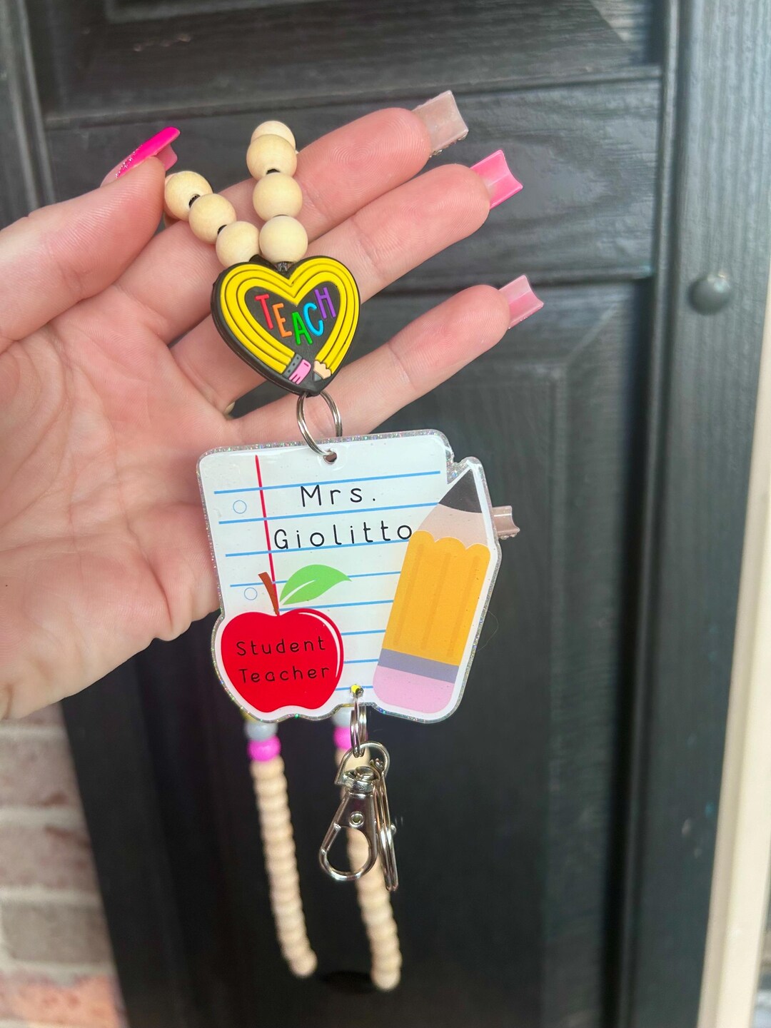 Beaded Teacher Custom Name Tag Lanyard Teacher Appreciation Gift ...