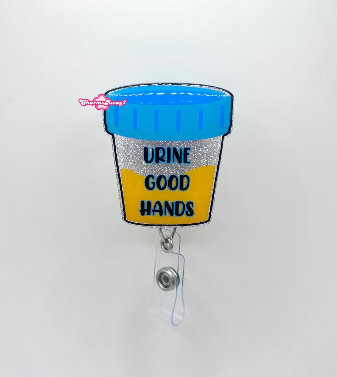 Urine Good Hands Specimen Cup Badge Reel - Specimen Badge- Funny ...