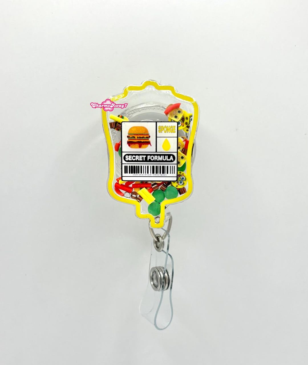Cartoon Yellow Sponge Badge Reel - Secret Formula Badge Reel - Dry ...