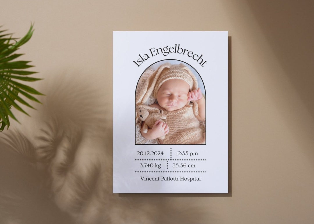 Editable Birth Announcement, Baby Announcement Template, Pregnancy ...