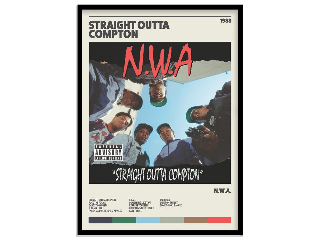 NWA Straight Outta Compton Retro Music Poster Print Frame Not Included ...
