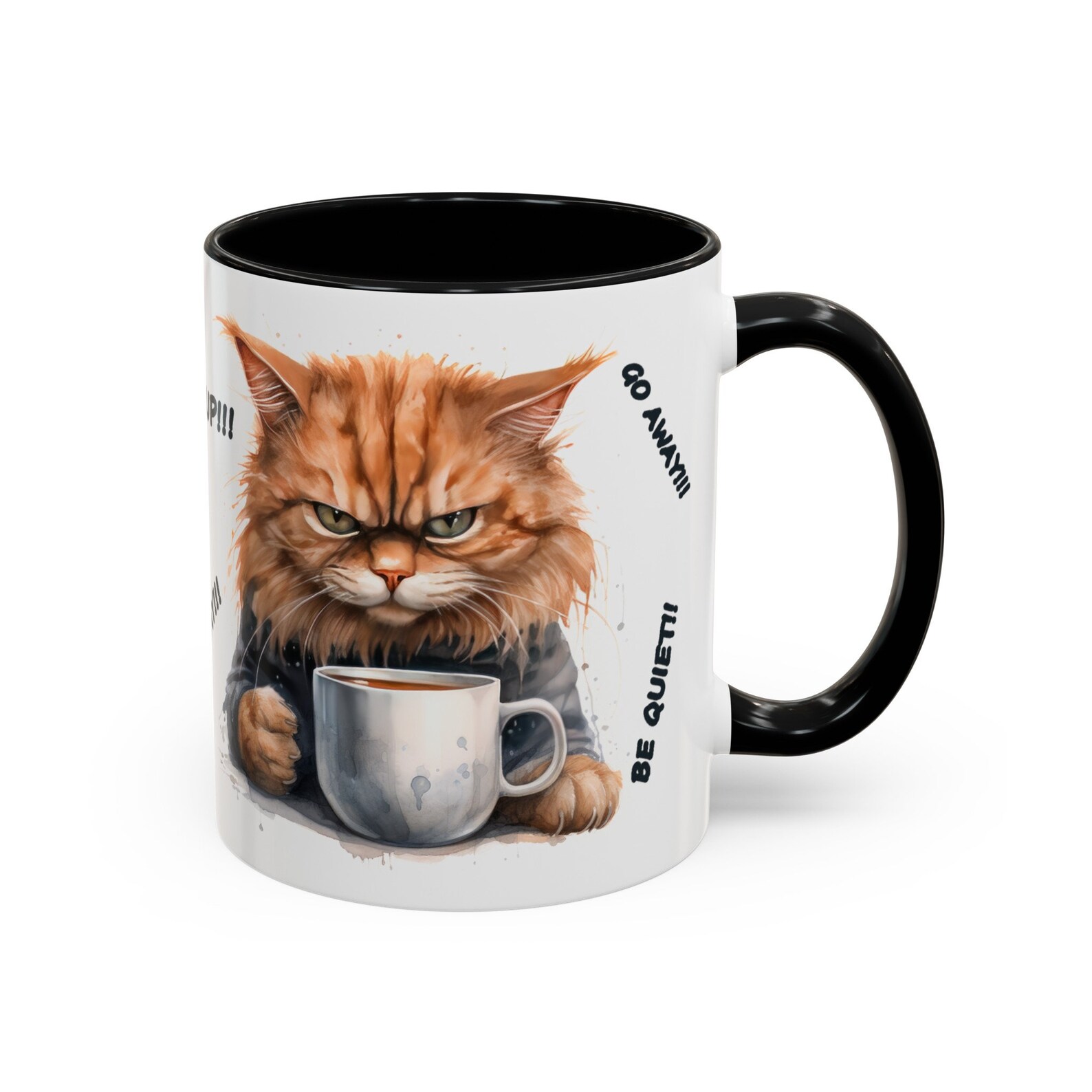 Cat Mom and Dad Gifts, Go Away, Shup Up, Be Quiet, Cat Mugs Funny ...