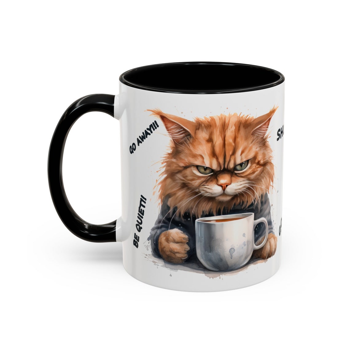 Cat Mom and Dad Gifts, Go Away, Shup Up, Be Quiet, Cat Mugs Funny ...
