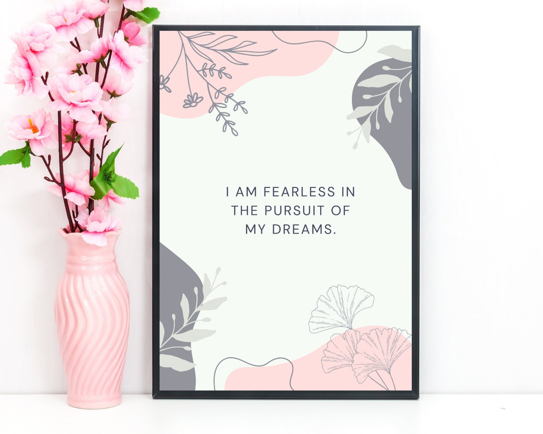 Positive Affirmation Minimalist Pink and Gray Wall Art, Motivational ...