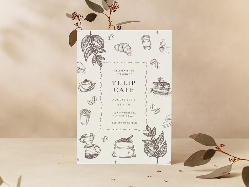 Cafe Opening Invitation Template – Custom Digital Flyer Design for New ...