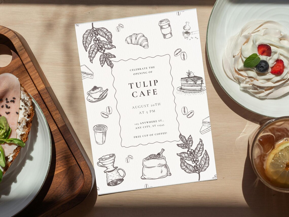 Cafe Opening Invitation Template – Custom Digital Flyer Design for New ...