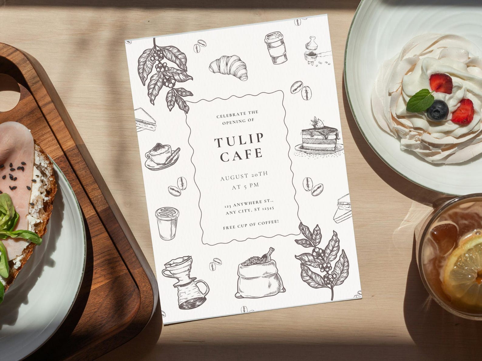 Cafe Opening Invitation Template – Custom Digital Flyer Design for New ...