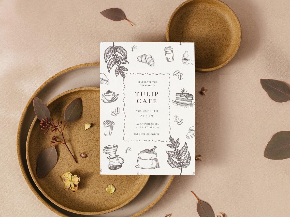 Cafe Opening Invitation Template – Custom Digital Flyer Design for New ...