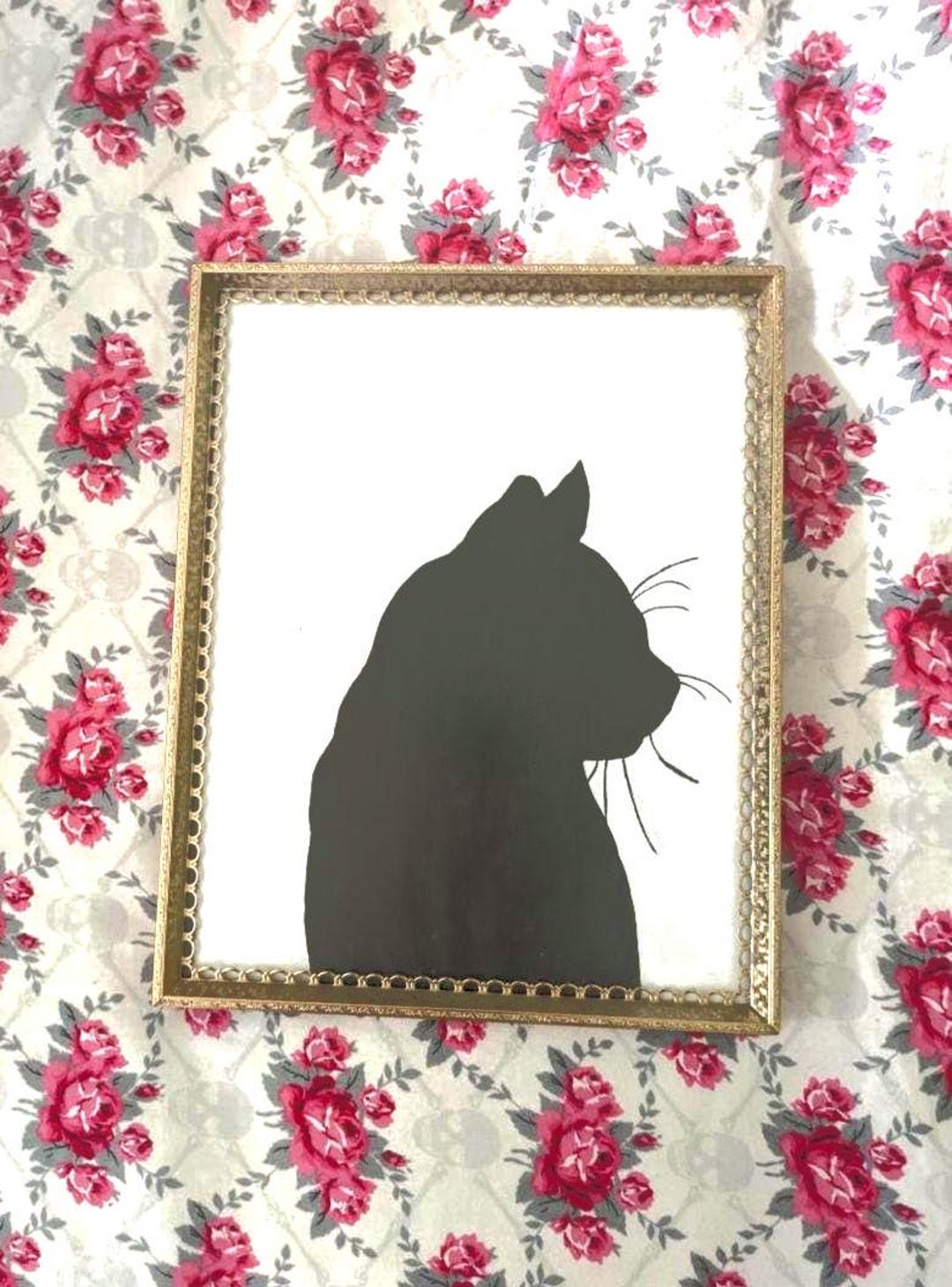 Custom Pet Silhouette Portrait, Printed and Ready for You to Frame. Gift Birthday Christmas ...