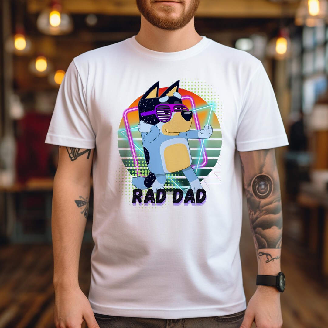 Digital Blue Dog Rad Dad T-shirt Design PNG - Etsy