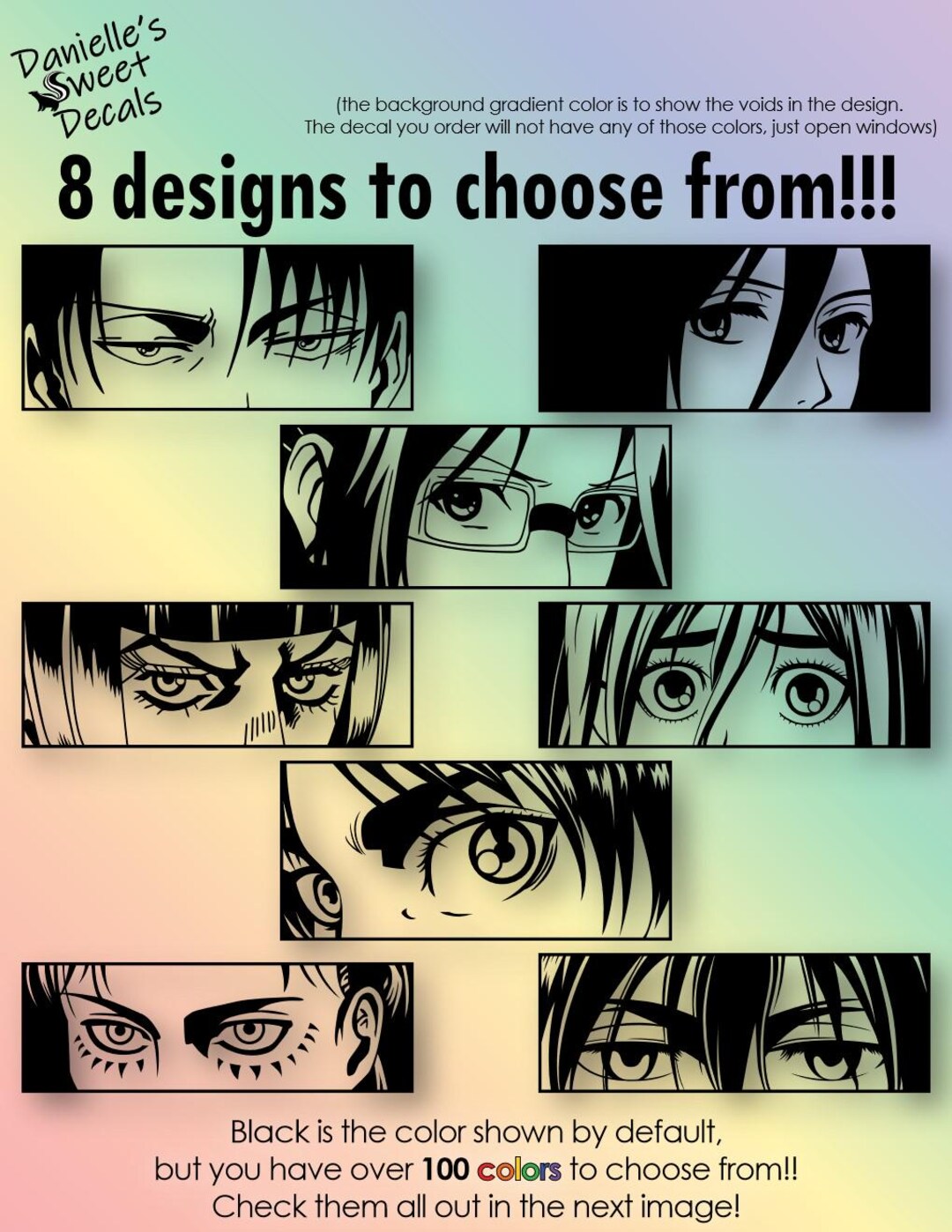 Anime Character's Eyes Decals - Etsy