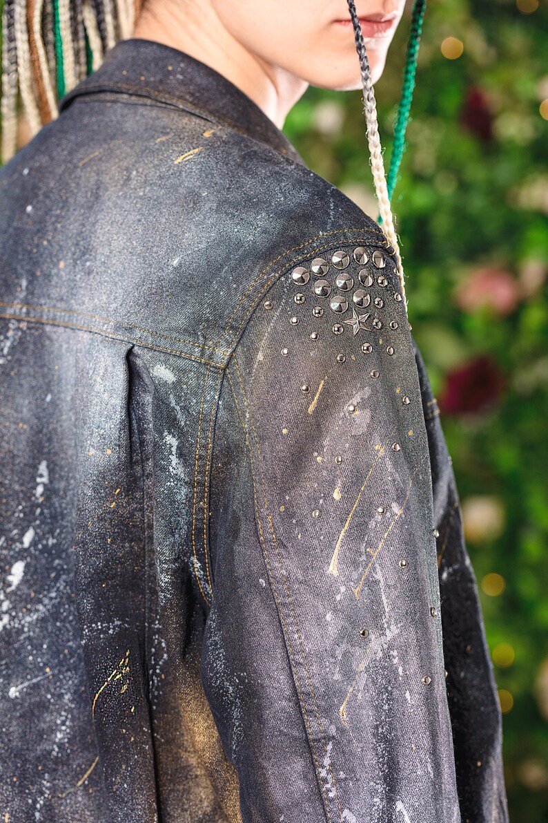 Dark Space Studded Hand Painted Jacket Galaxy Jacket Custom | Etsy