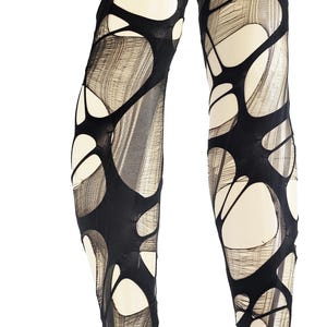 Black Ripped Tights Fishnet Leggings Distressed Tights Halloween ...