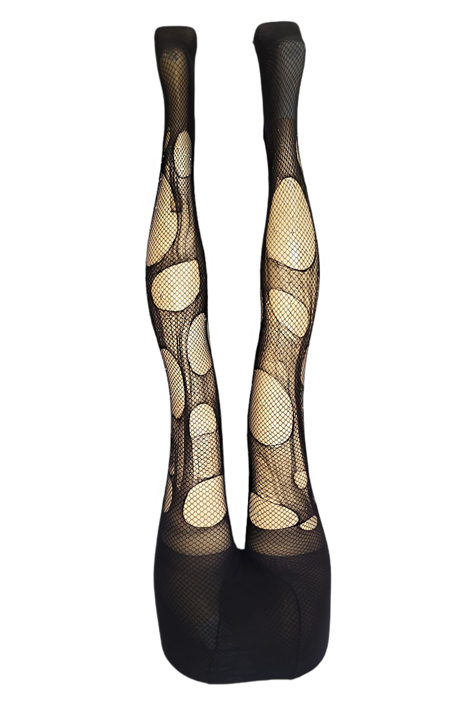 Rhinestone Fishnet Ripped Tights Fishnet Tights Glitter Tights | Etsy
