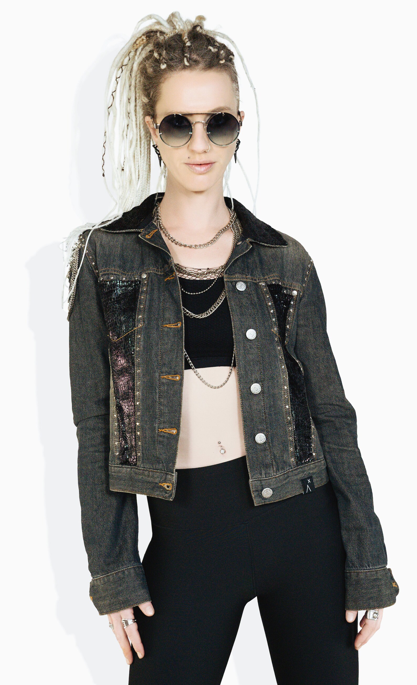 Sugar Skull Goth Jacket Custom Jean Jacket | Goth Jacket Punk Jacket ...