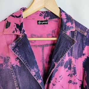 Flamingo Pink Denim Jacket Acid Wash Jacket Denim Blazer | 90s Jean ...