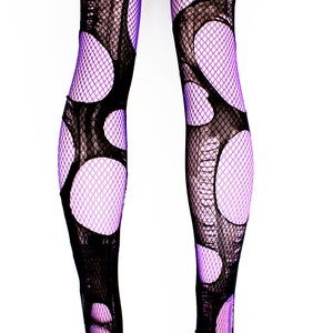 Collants punk violet / noir collants déchirés collants résille déchirés ...