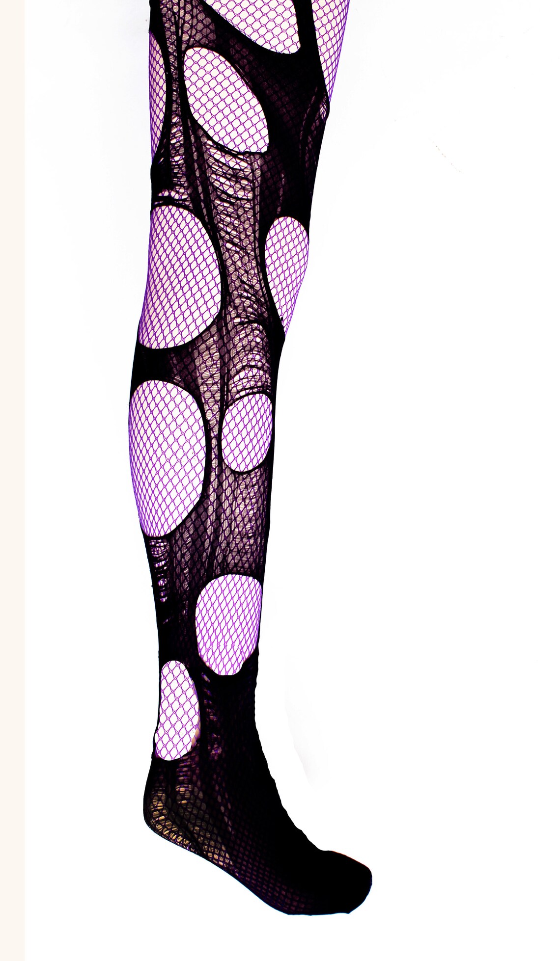 Punk Tights Purple / Black Ripped Tights Tattered & Torn - Etsy