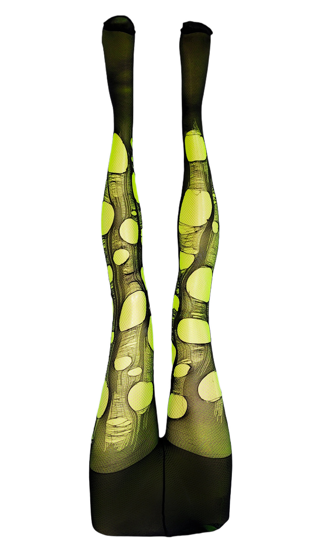 Neon yellow black fishnet tights ripped tights fishnet | Etsy