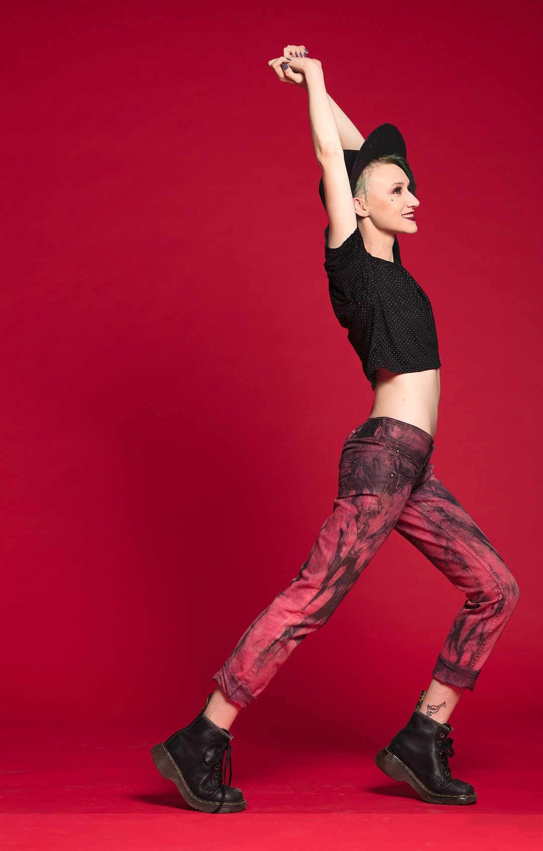 Size M Blood Red Jeans Tie Dye Jeans Punk Jeans | Recycled Clothing ...