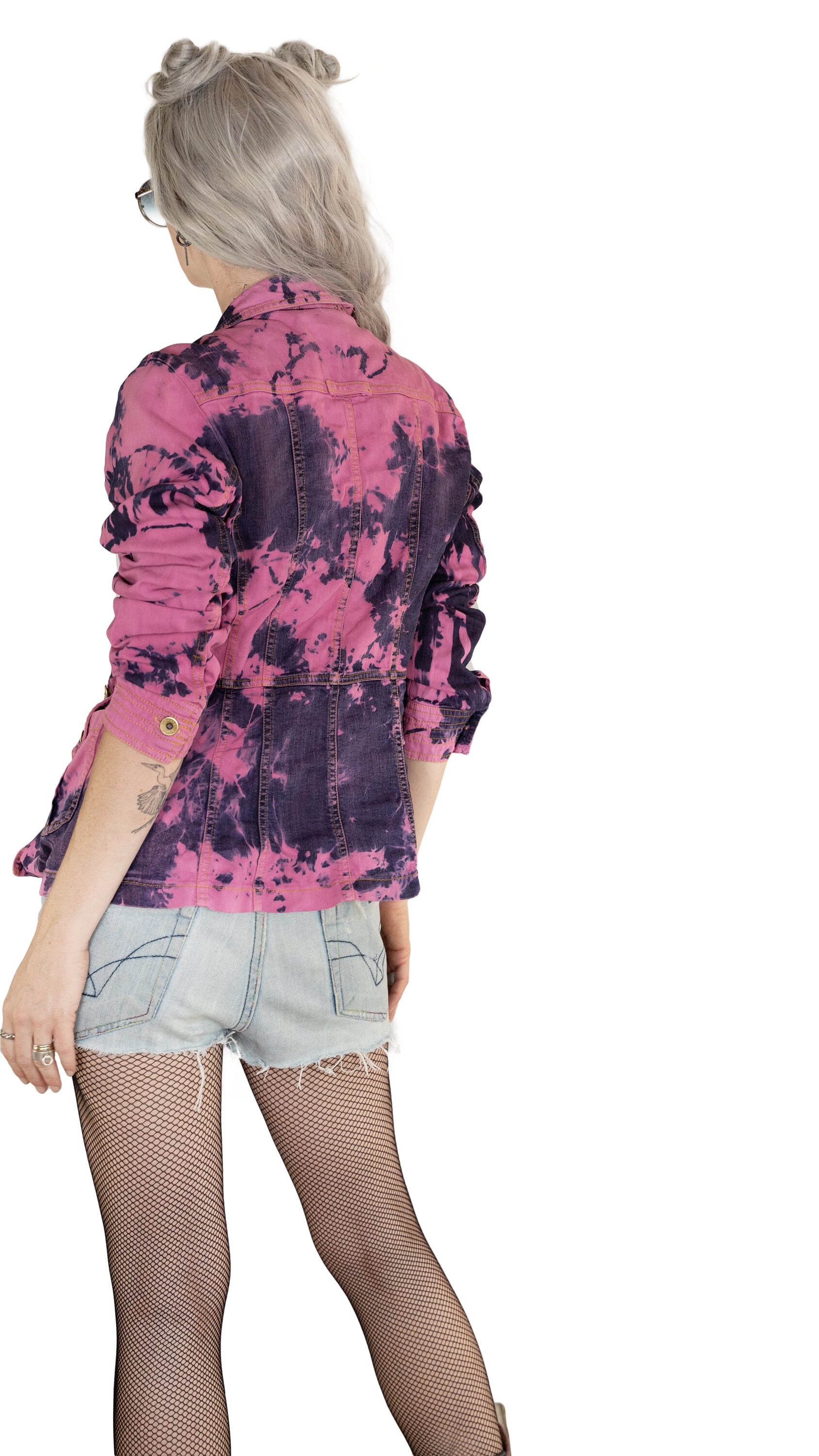Flamingo Pink Denim Jacket Acid Wash Jacket Denim Blazer | 90s Jean ...