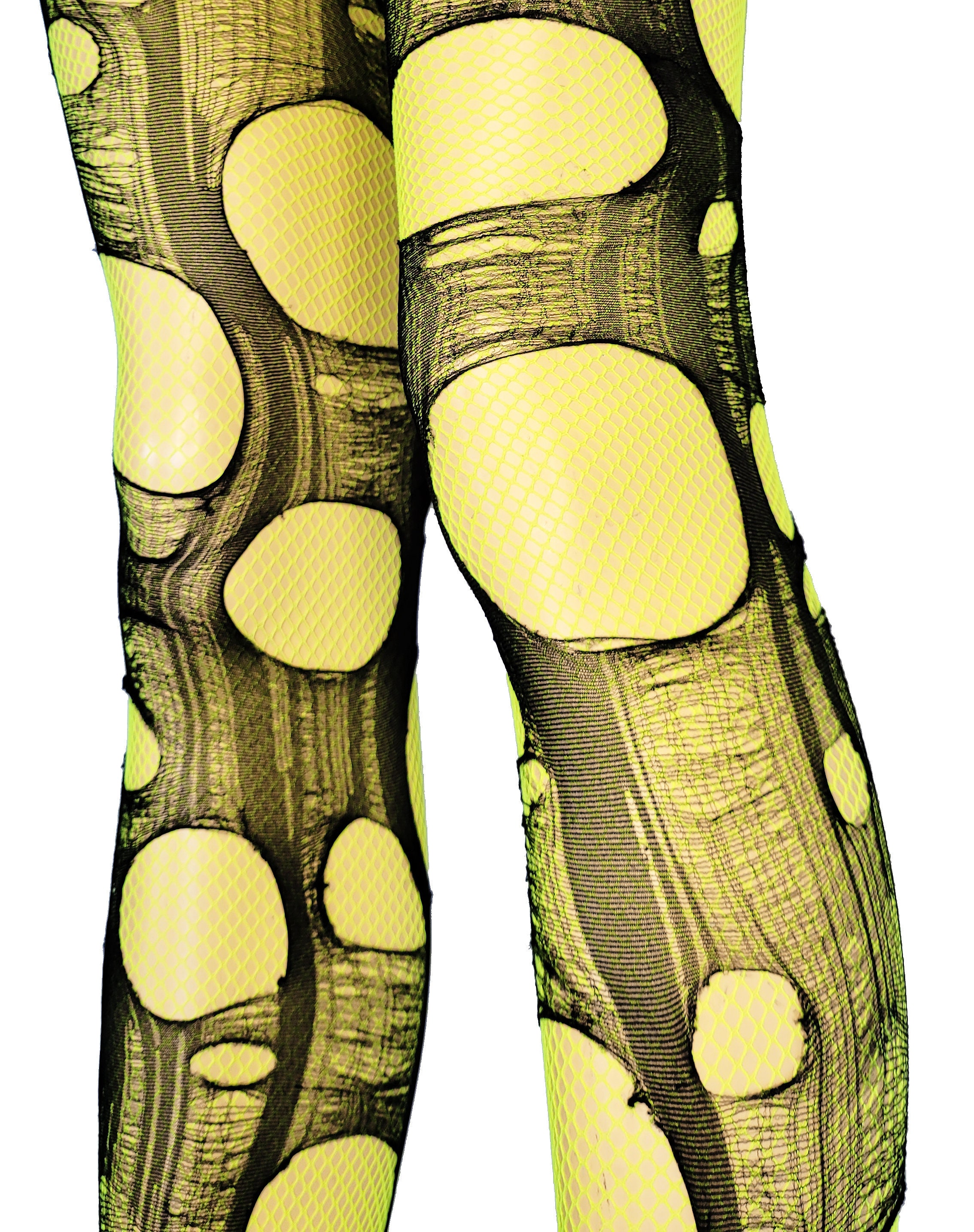Neon yellow black fishnet tights ripped tights fishnet | Etsy