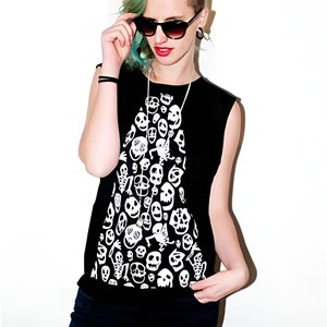 Skull Horror Print Goth Tank Top Womens Muscle Tank | Skull Print Biker ...