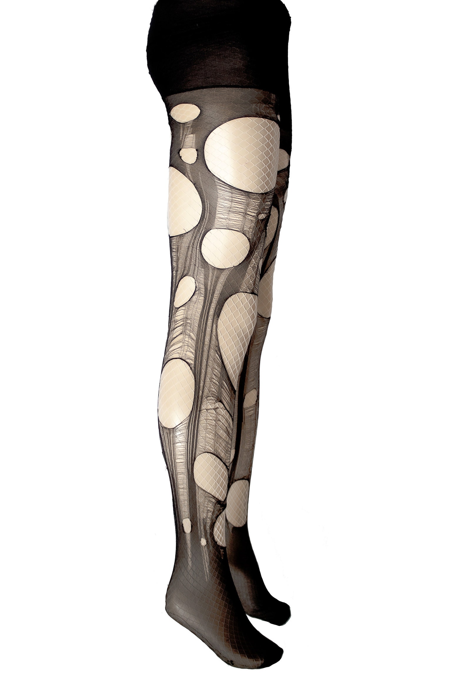 Nu Goth Black N White Fishnet Tights | Fishnet Stockings Punk Tights ...
