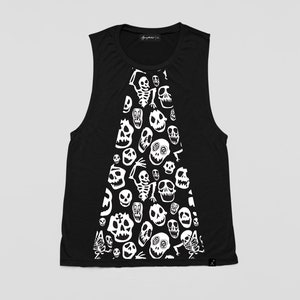 Skull Horror Print Goth Tank Top Womens Muscle Tank | Skull Print Biker ...
