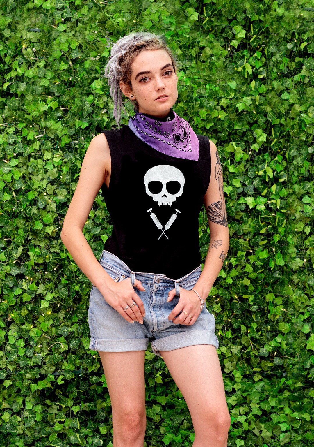 Vampire Skull Oversize Tank Top | Halloween Graphic Tee Streetwear Tank ...