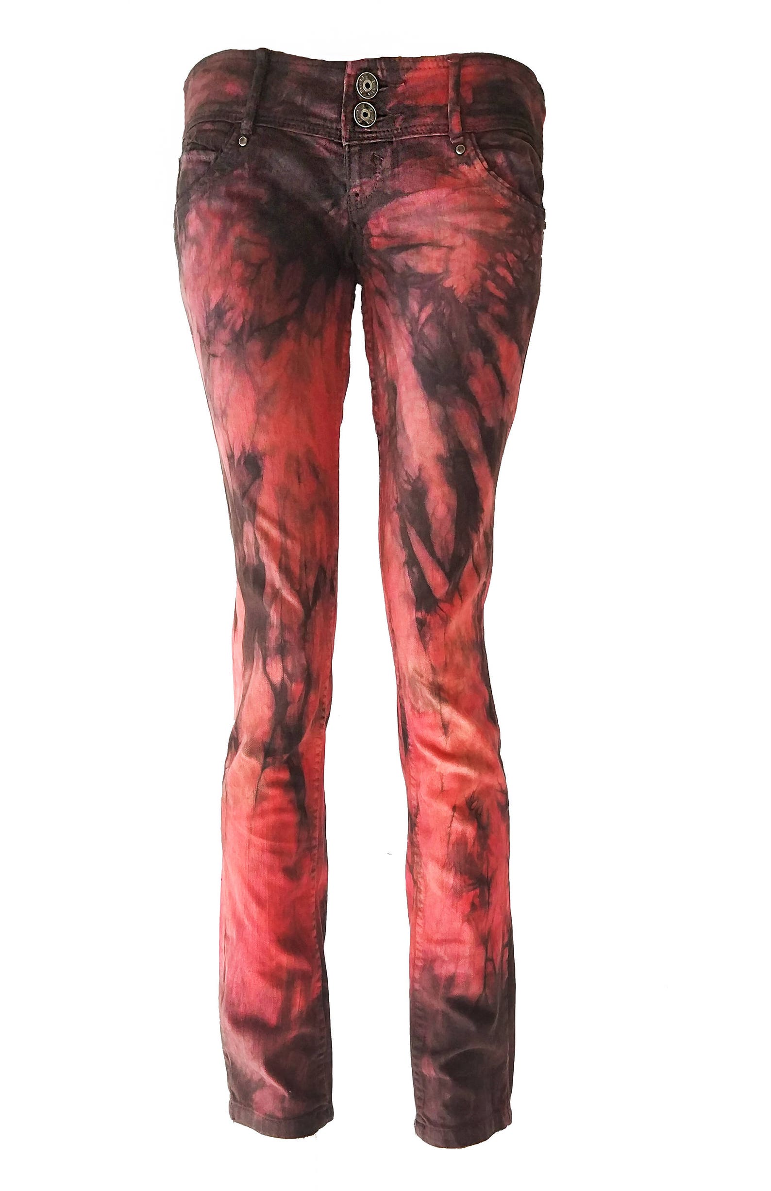 Size M Blood red jeans tie dye jeans punk jeans recycled | Etsy