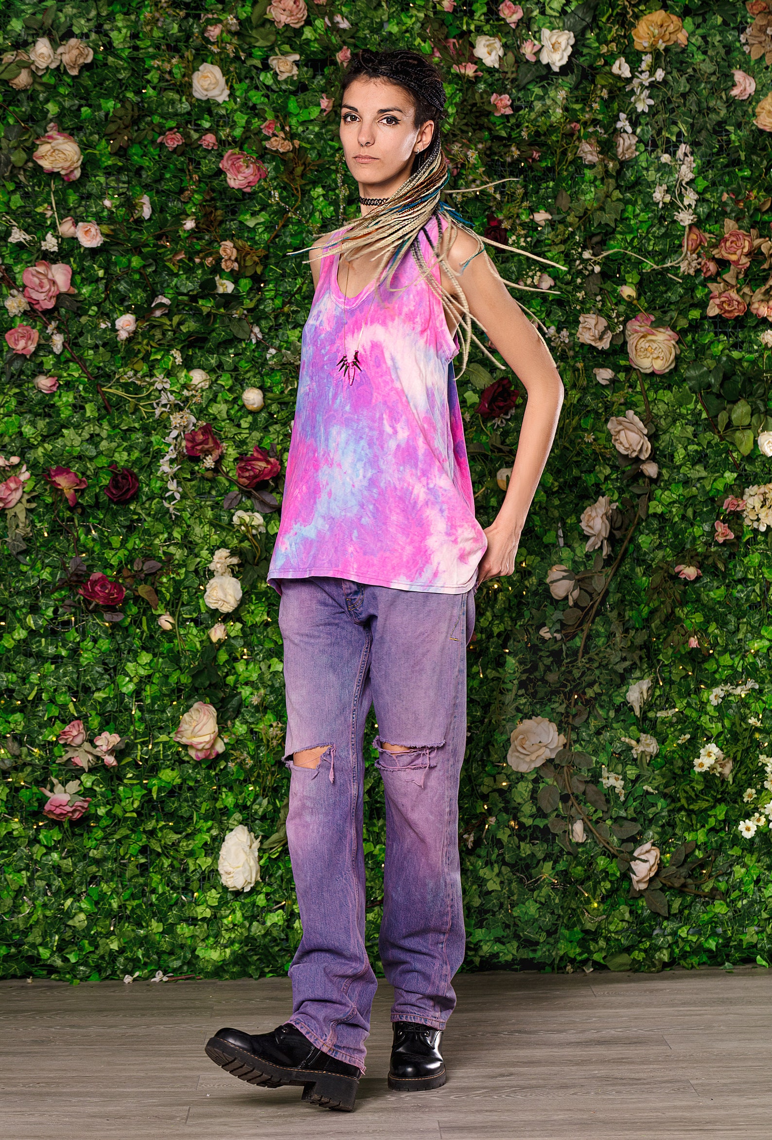 Upcycled Denim Purple Ripped Jeans Grunge Jeans | Boyfriend Jeans ...